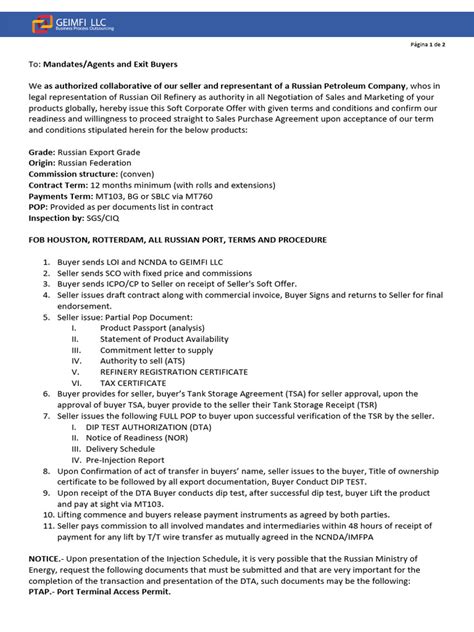 Tap Fob Sco Example Pdf Sales Procurement