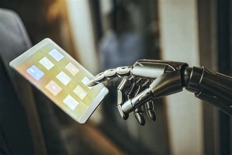 Robotic Hand Using A Tablet Stock Illustration Illustration Of
