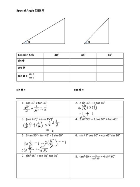 Trigonometry Special Angle 特殊角 1 Pdf