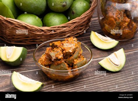 Mango Pickle Also Called Aam Ka Achar Sookha Kairi Chatpata Loncha Is Made Of Unpeeled Raw