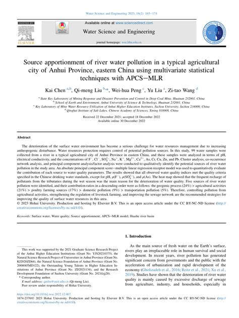 Pdf Source Apportionment Of River Water Pollution In A Typical Agricultural City Of Anhui