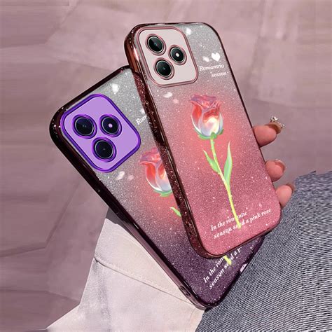 Casing Realme C21Y REALME C25Y REALME C21 Phone Case Shiny Flower Soft Gold Border Shock