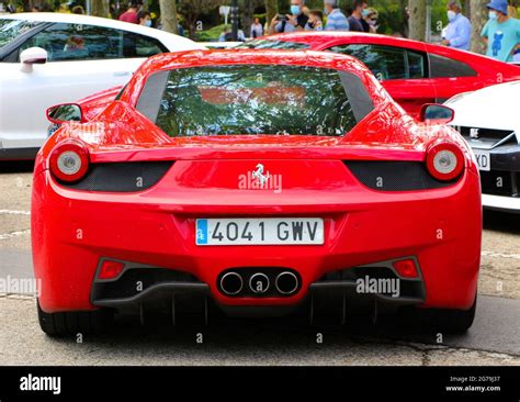 Rear View Of A Ferrari 458 Italia Car Parked At A Super Car Day Public