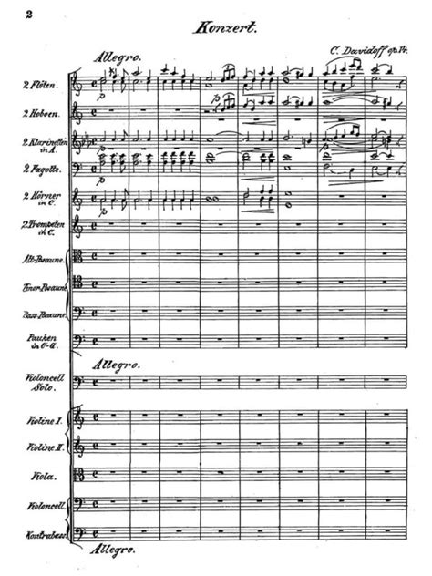 Davidoff Carl Cello Concerto No 2 In A Minor Op 14 Sheet Music