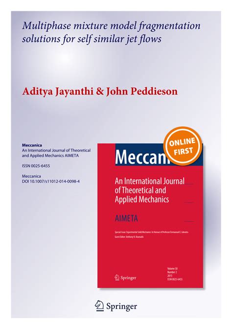 Pdf Multiphase Mixture Model Fragmentation Solutions For Self Similar Jet Flows