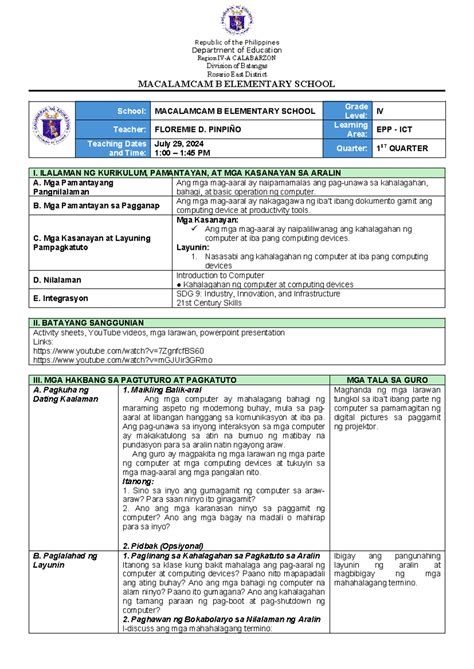 Filipino 7 Matatag Quarter 1 Matatag Grade