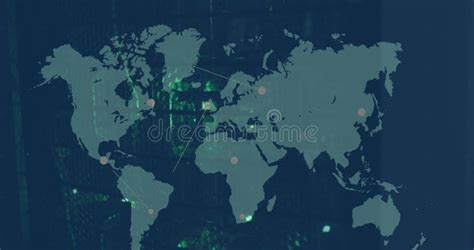 image of world map and networks of connections over computer servers