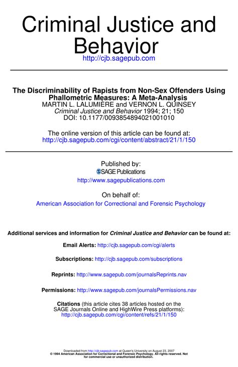 Pdf The Discriminability Of Rapists From Non Sex Offenders Using