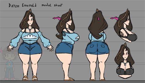 Rule 34 Big Breasts Black Bra Bra Daycee Emerald Lua Roxa Lua Roxa Luaroxacomic Model Sheet