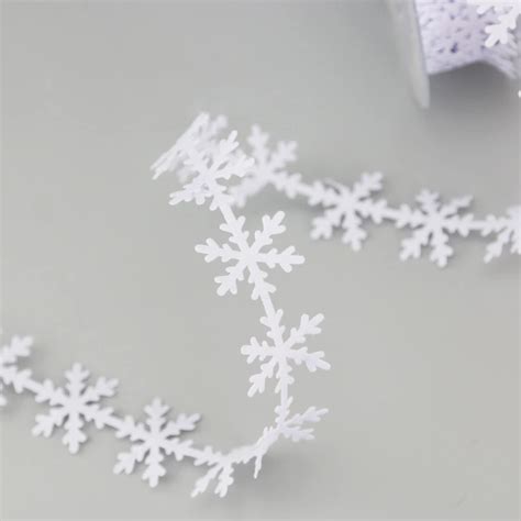 5 미터롤 25mm 하얀 눈송이 리본 크리스마스 장식 수동 Diy 눈송이 끈 레이스 초음파 양각 리본웨빙