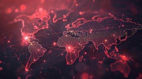 Premium Photo A Red Abstract World Map Concept Of Global Network And Connection