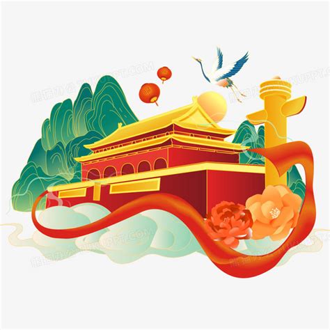 手绘创意国潮天安门华表png图片素材下载 华表png 熊猫办公