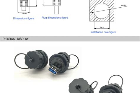 Industrial Usb Adapter Plug Socket With Cap Electrical Wire Plug For