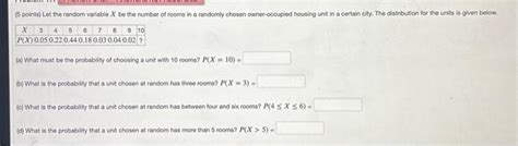 Solved 5 Points Let The Random Variable X Be The Number Of
