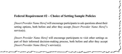 Policy Language Tool For Hcbs Final Rule Federal Requirement 2