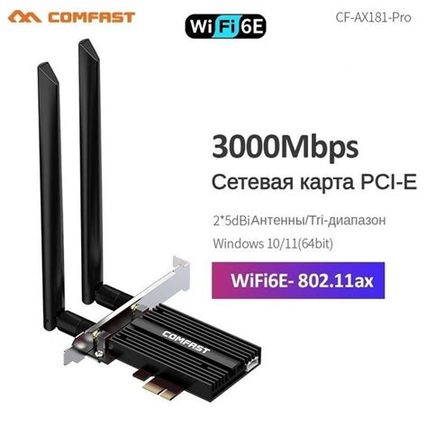 Comfast Wi Fi адаптер Сетевой адаптер Pci E 6 Wifi адаптер для компьютера ПК Ax3000 купить с