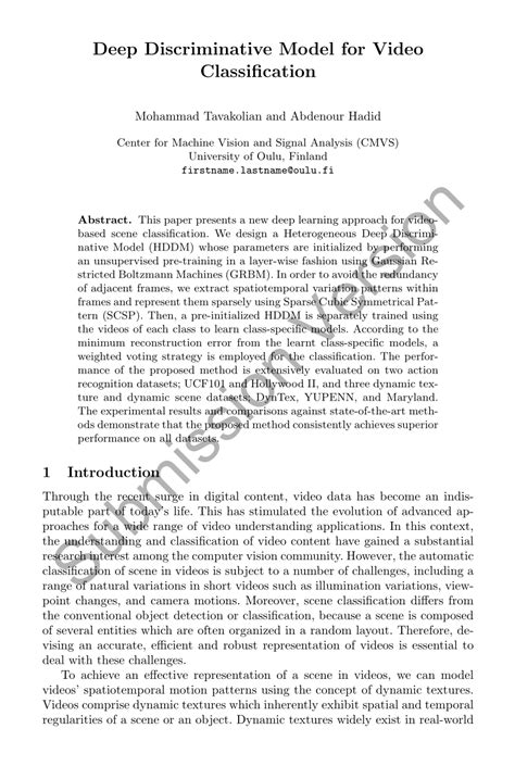 Pdf Deep Discriminative Model For Video Classification