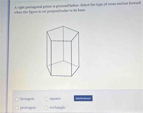 Solved A Right Pentagonal Prism Is Pictured Below Select The Type Of
