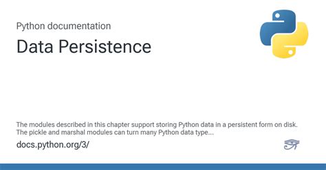Data Persistence — Python 3150a0 Documentation