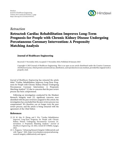 Pdf Retracted Cardiac Rehabilitation Improves Long Term Prognosis For People With Chronic