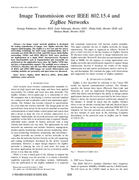 Pdf Image Transmission Over Ieee 802 15 4 And Zigbee Networks
