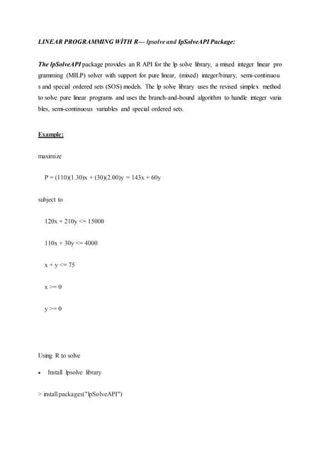 Linear Programming Wi̇th R Docx