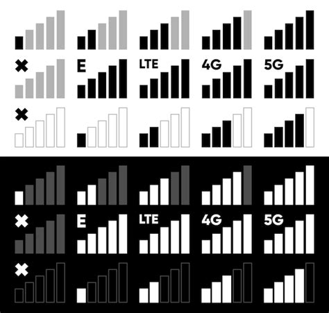 Premium Vector Mobile Network Signal Collection Mobile Network Strength Icon Set 3g 4g And 5g