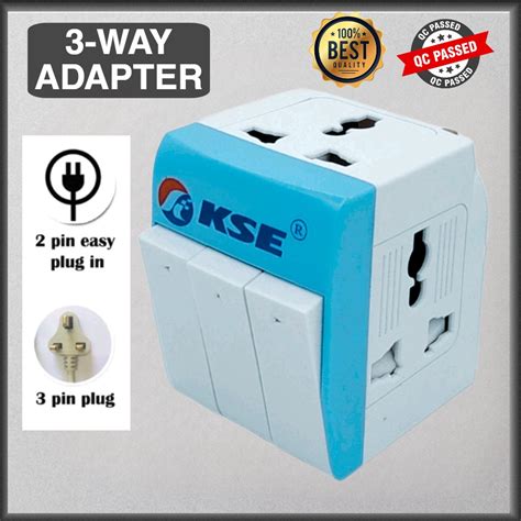 READY STOCK KSE 3 Way Multi Adapter 13A 3000w With ON OFF Switch Original Universal Travel
