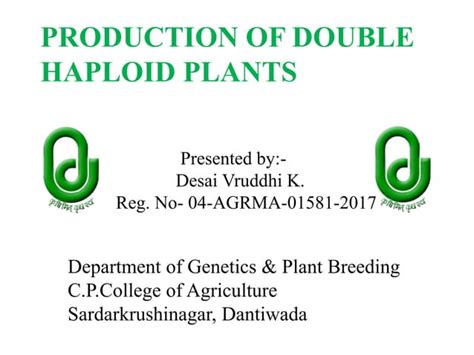 Production Of Double Haploid Plants Pptx