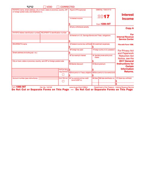 Irs 1099 Int 2017 Fill And Sign Printable Template Online Us Legal