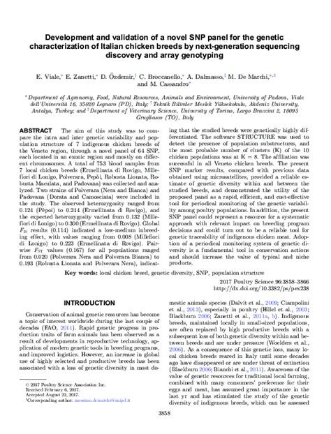 Pdf Development And Validation Of A Novel Snp Panel For The Genetic Characterization Of