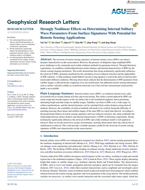 Pdf Strongly Nonlinear Effects On Determining Internal Solitary Wave Parameters From Surface