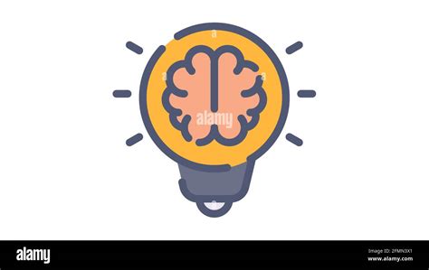 Thinking Process Thought Single Isolated Icon With Flat Dash Or Dashed Style Vector Illustration