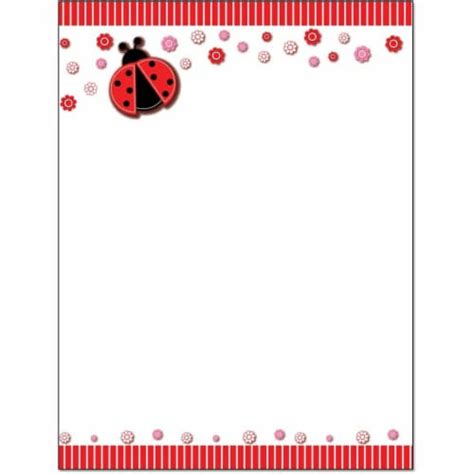 Stonehouse Collection Cute Stationary Ladybug Border Stationery 60 Sheets 8 5 X 11 Ladybug 60