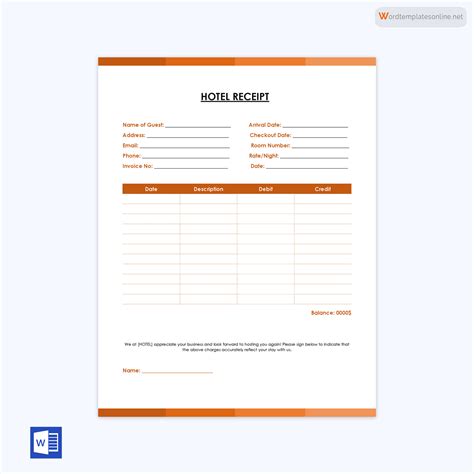 28 Free Hotel Receipt Templates Editable
