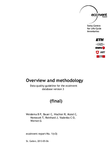 Pdf Overview And Methodology Data Quality Guideline For The