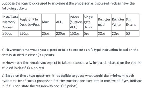 Solved Suppose The Logic Blocks Used To Implement The