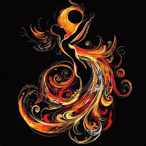 A Colorful Image Of A Woman With A Flaming Torch And A Flame Premium