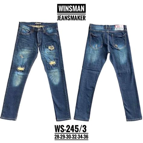 สายแฟชั่น ห้ามพลาด Winsman กางเกงยีนส์ผู้ชาย ขาเดฟ ผ้ายืด Shopee Thailand