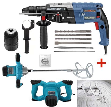 Промо Немски комплект Перфоратор 1600w Строителен Миксер за бетон We Torba Bg