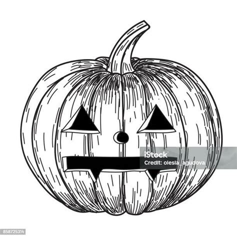 재미 있는 손 그림 낙서 스케치 스타일에에서 악 무서운 미소의 할로윈 호박 10월에 대한 스톡 벡터 아트 및 기타 이미지 10월 Halloween Horror