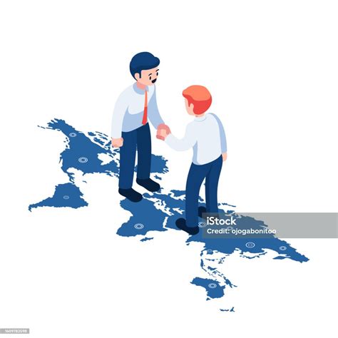 아이소메트릭 사업가 또는 정치인이 세계 지도에 악수하고 있다 3차원 형태에 대한 스톡 벡터 아트 및 기타 이미지 3차원 형태 개념 글로벌 비즈니스 Istock