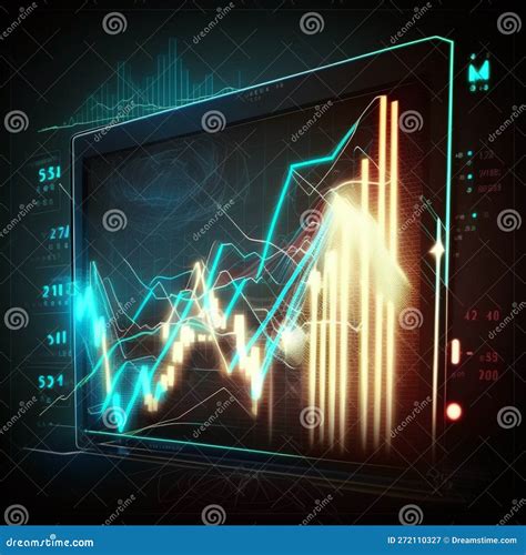 Financial Graphs Glowing Lines And Diagram Generative Ai Stock
