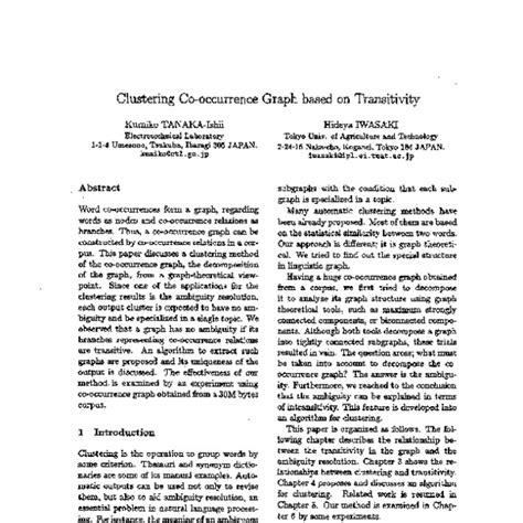 Clustering Co Occurrence Graph Based On Transitivity Acl Anthology