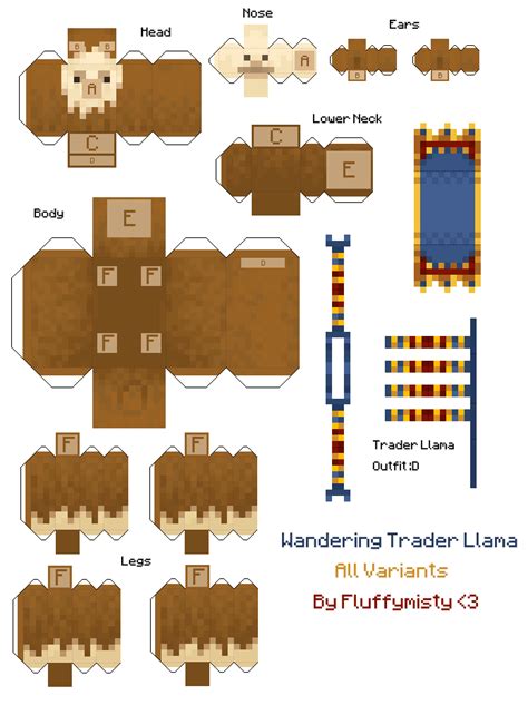 Pixel Papercraft [trader] Llama All Variants