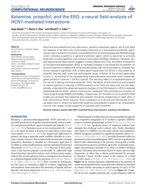 Pdf Ketamine Propofol And The Eeg A Neural Field Analysis Of Hcn1 Mediated Interactions