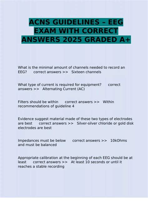 ACNS GUIDELINES EEG EXAM WITH CORRECT ANSWERS 2025 GRADED A ACNS Stuvia US