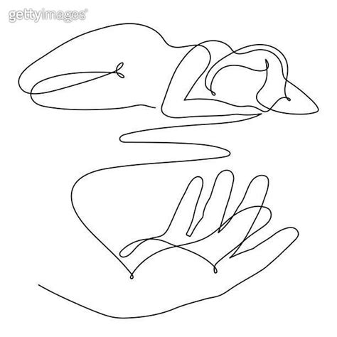 Hand With Naked Woman One Line Art Hand Drawn Lady Figure Continuous
