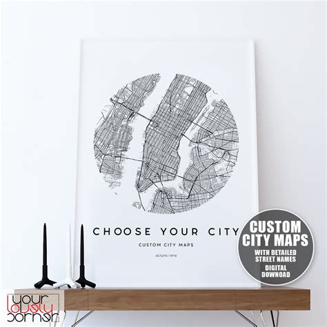 Custom City Map Custom Map Print Personalized Map Custom Etsy