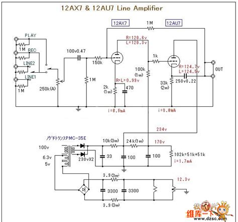 12ax7 12au7 Front Machine Circuit Diagram Basic Circuit Circuit Diagram